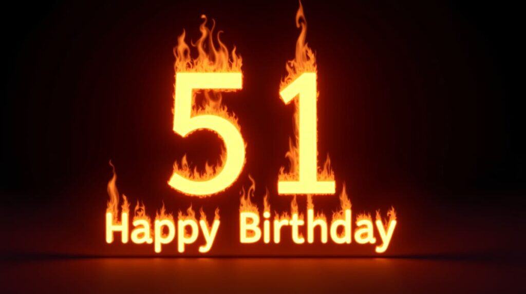 51 candles on the cake. Firefighters are already on the way - wish by age