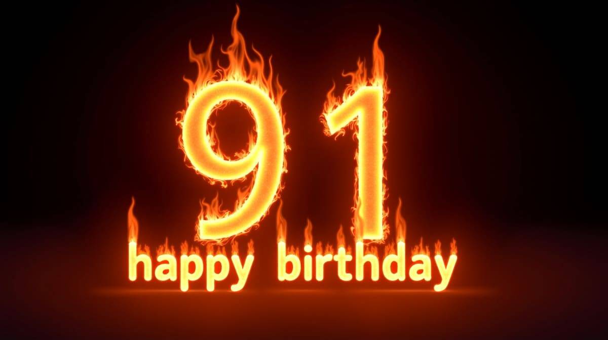 91 candles on the cake. Firefighters are already on the way - wish by age