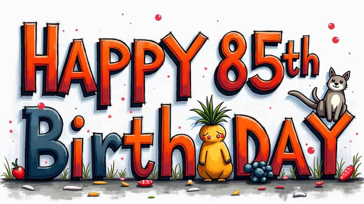 85 years sprayed on the wall of time. What a colorful ride - wish by age